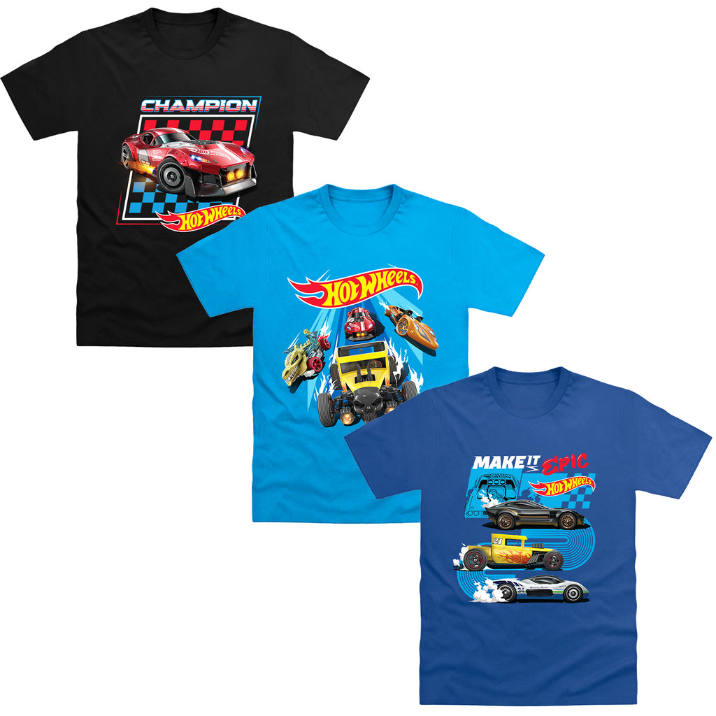 Hot Wheels 3 Pack Kids T-Shirts - Make it Epic Champion Designs - 100% ...